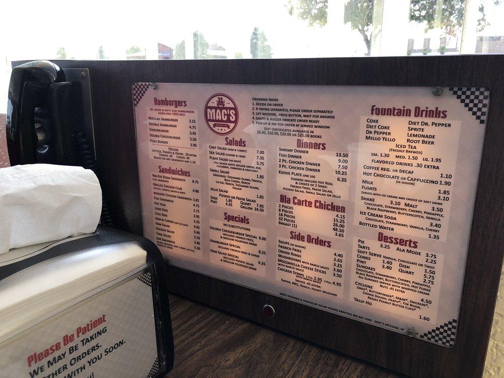 Mac's Drive-In in McCook - Restaurant menu and reviews