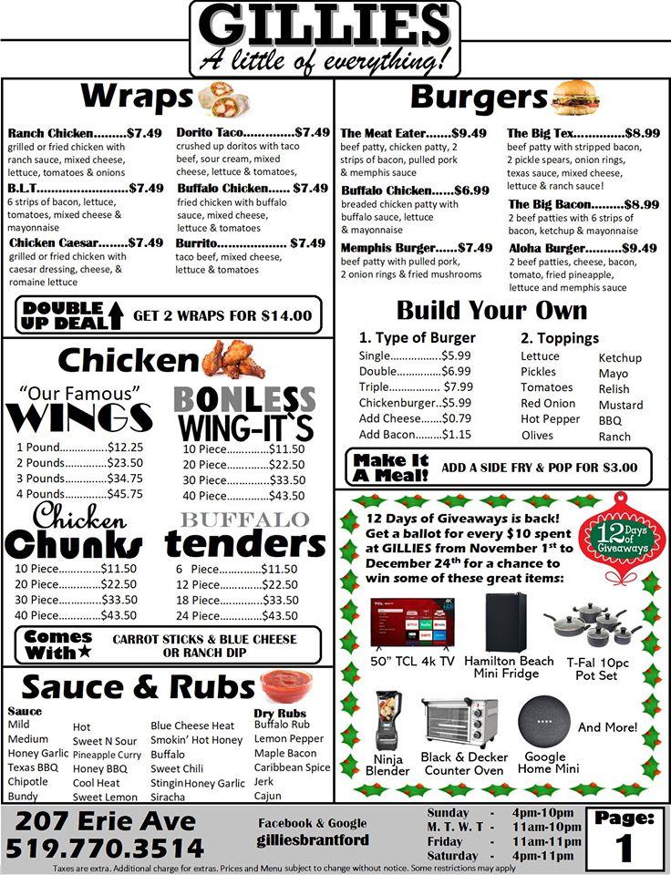 Gillies brantford restaurant menu - Restaurant Guru
