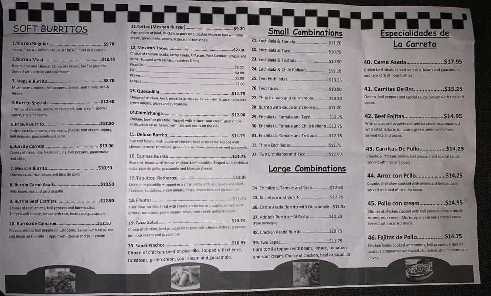 La carreta menu smokey point wa and restaurant review - Restaurant Guru