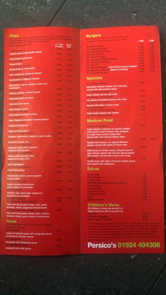 Persicos menu roberttown and restaurant review - Restaurant Guru
