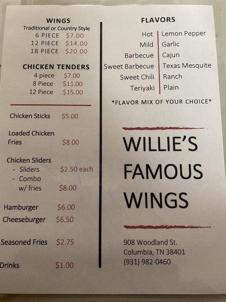 Willie's famous wings restaurant menu - Restaurant Guru