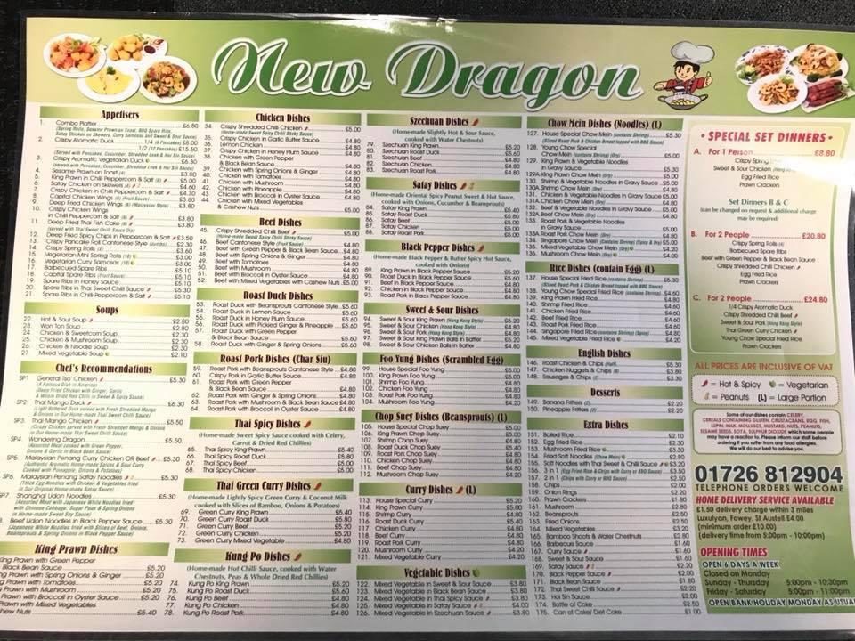 New dragon st blazey restaurant menu - Restaurant Guru