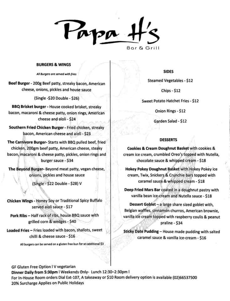 Papa h bar and grill menu - Restaurant Guru