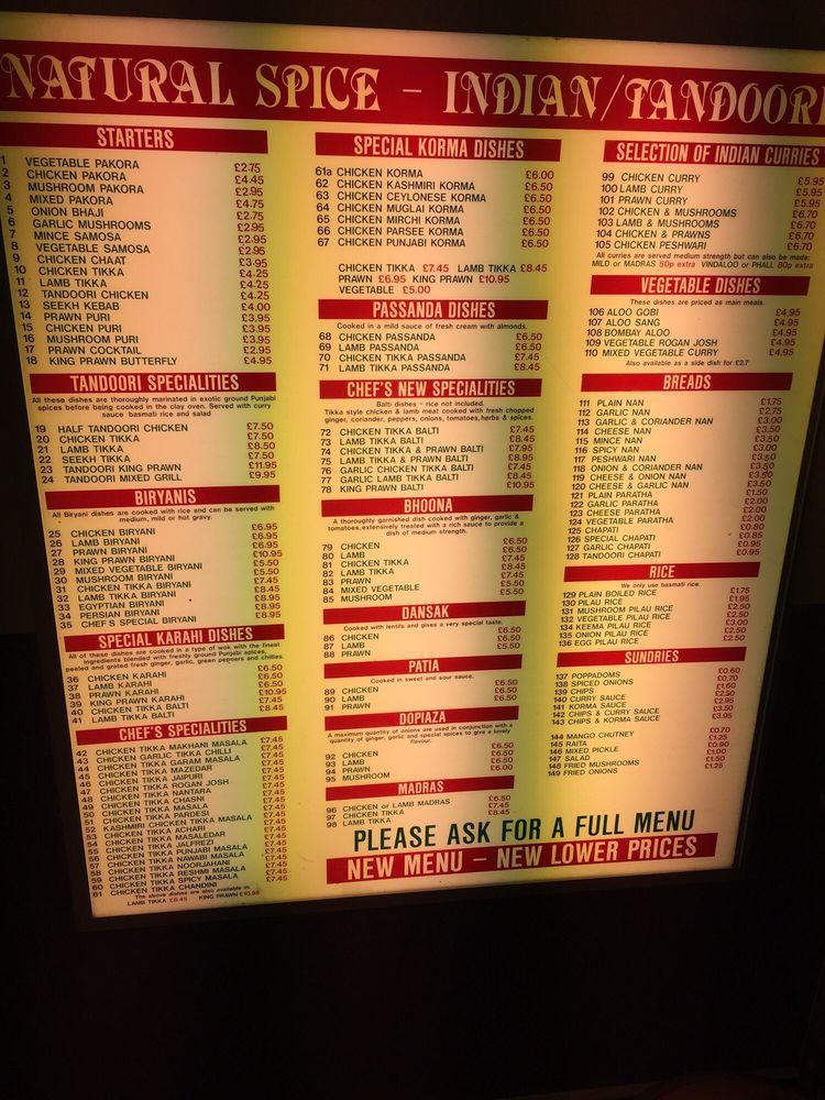 Natural spice elgin restaurant menu - Restaurant Guru