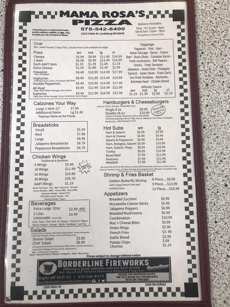 Mama rosa pizza menu lordsburg and restaurant review - Restaurant Guru
