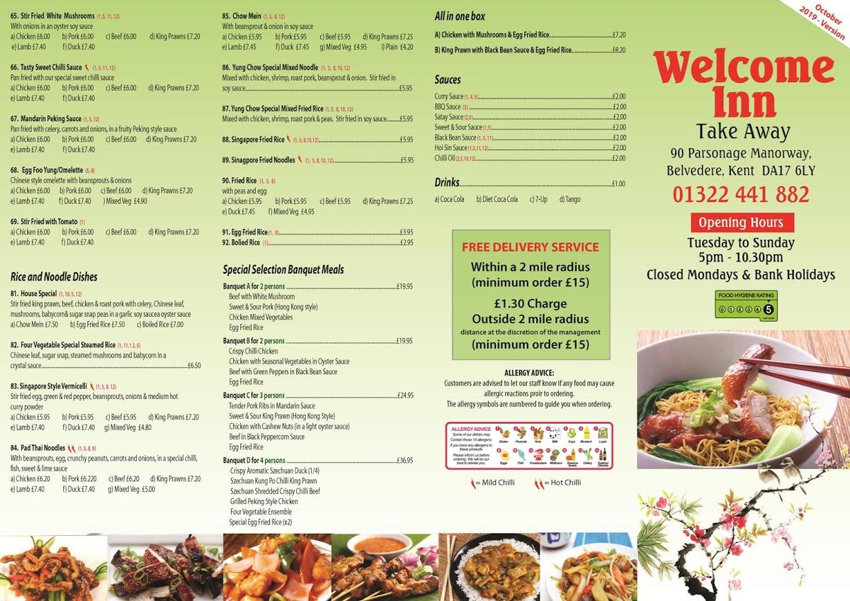 Menu at welcome inn parsonage manorway belvedere and restaurant review ...