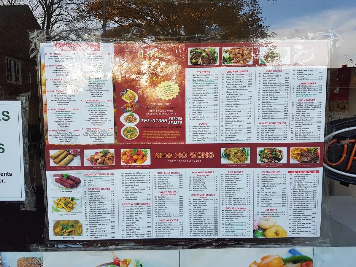 Ho wong chinese downham market restaurant menu - Restaurant Guru