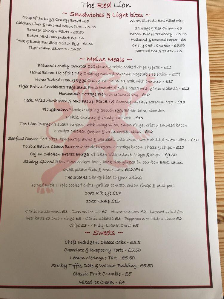 Red lion hythe restaurant menu - Restaurant Guru