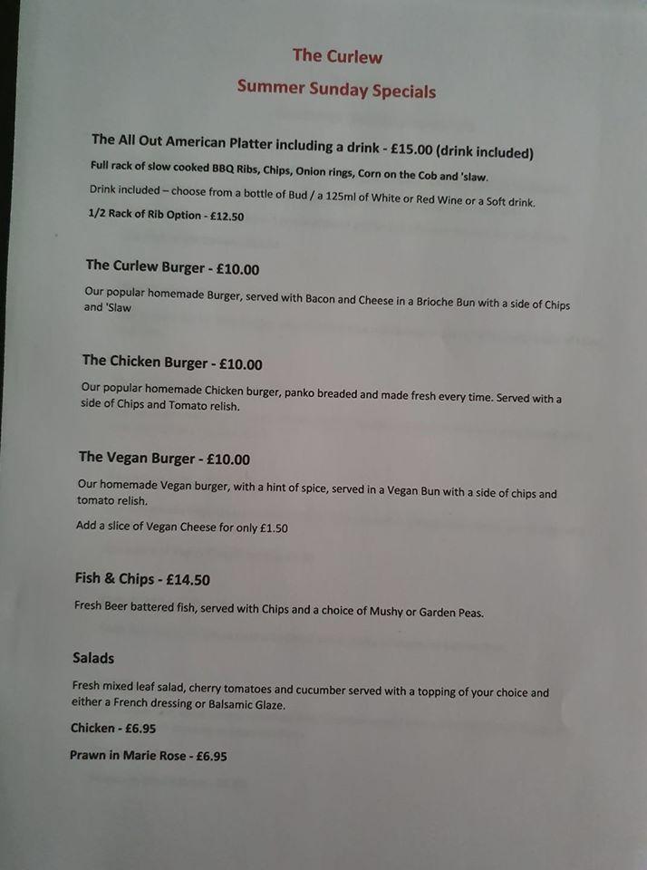 The curlew pub south woodham ferrers menu - Restaurant Guru