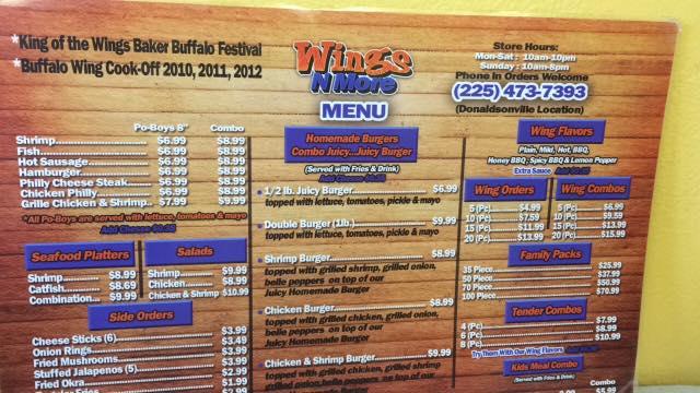 Wings and more donaldsonville restaurant menu and review - Restaurant Guru