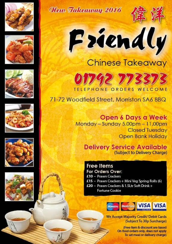 Friendly chinese takeaway morriston restaurant menu - Restaurant Guru