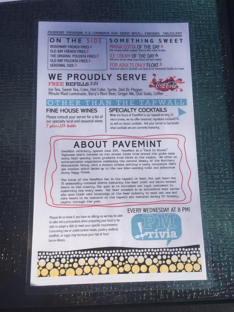 PaveMint Smokin' Taphouse in Front Royal - Restaurant menu and reviews