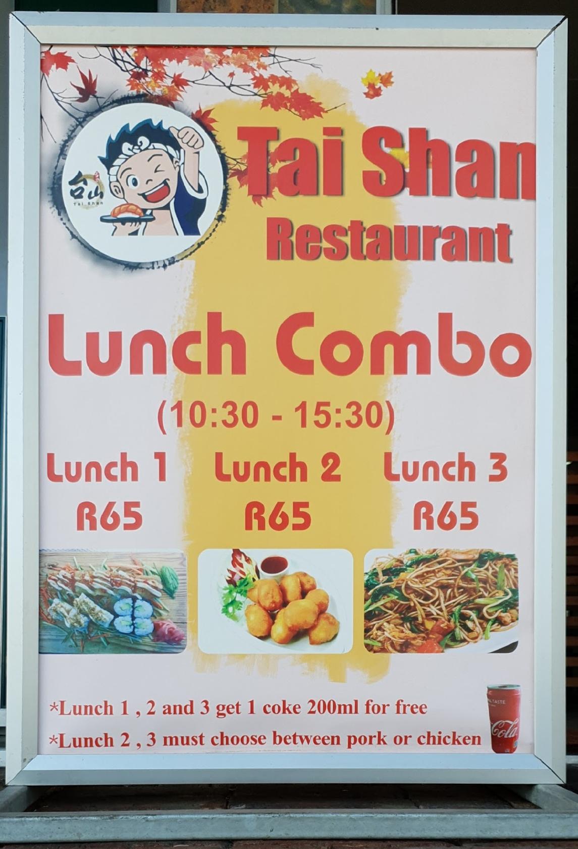 Taishan restaurant(George Paddagat Centre), George - Restaurant menu ...