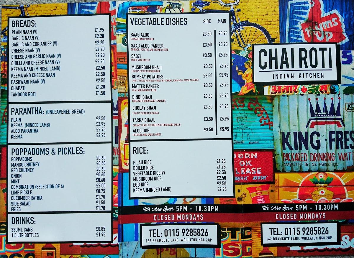 Restaurante Chai Roti, Nottingham, Bramcote Ln - Carta del restaurante ...