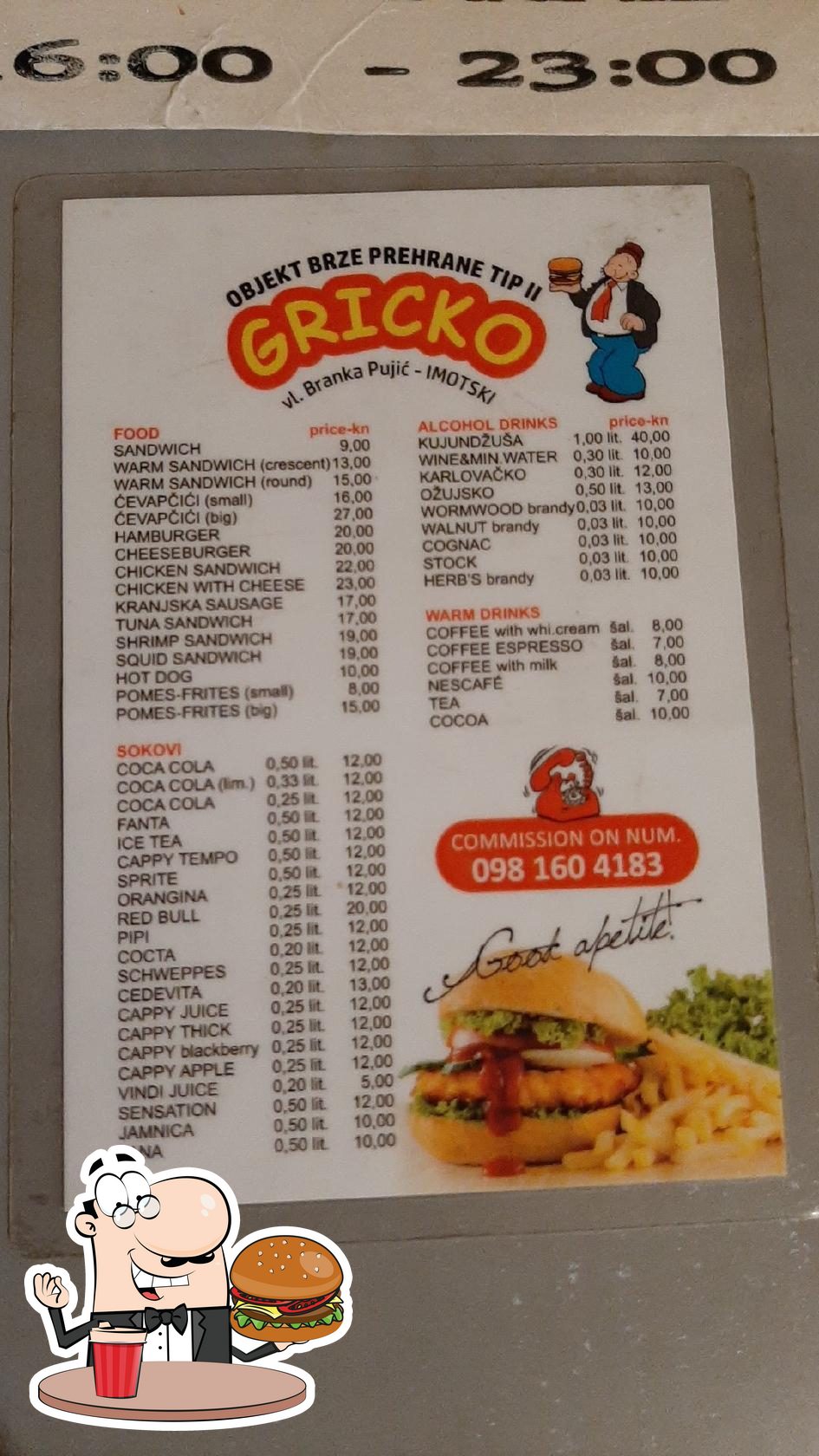 Fast Food Gricko, Imotski - Restaurant menu, prices and reviews