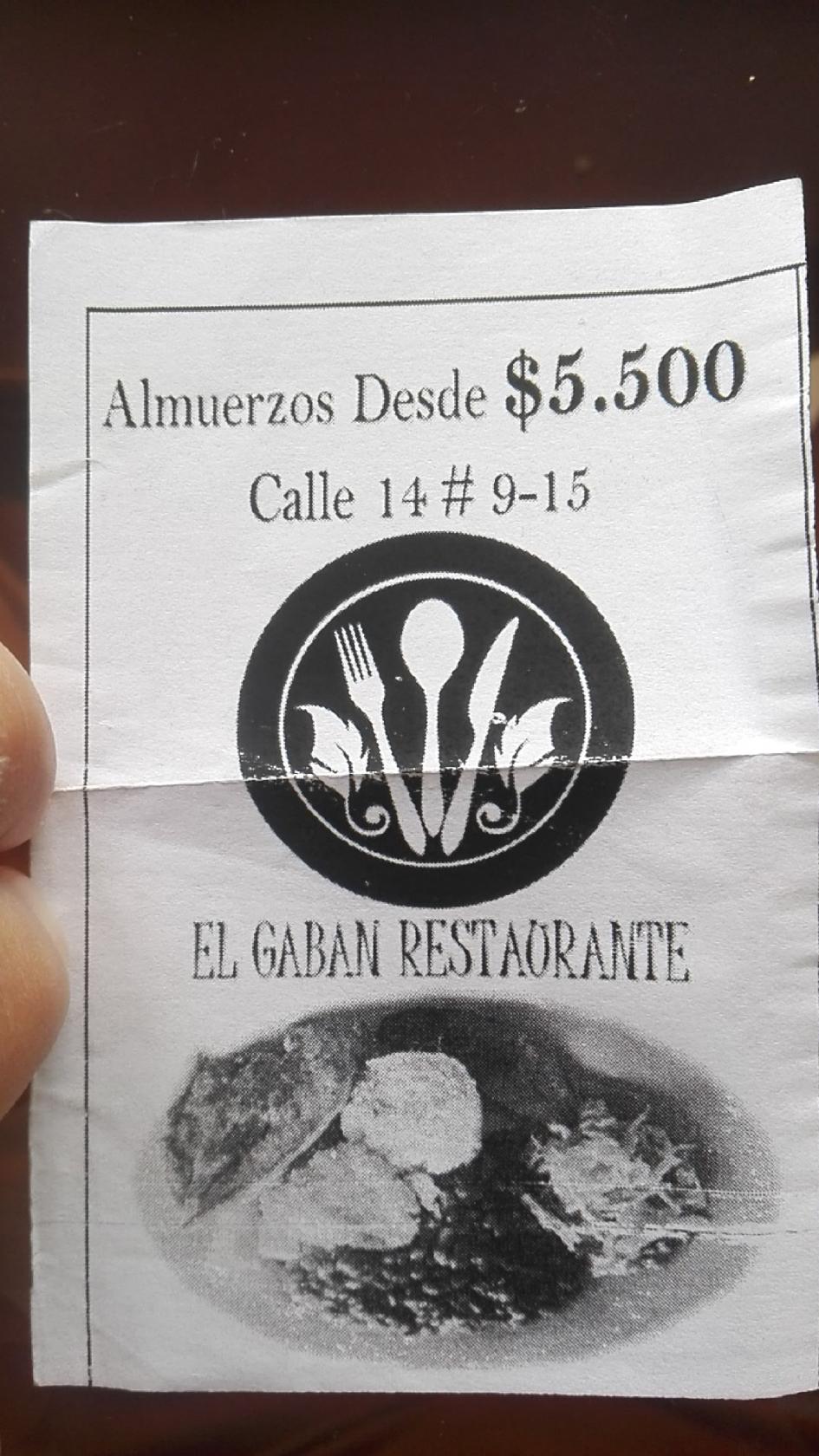 Restaurante EL GABAN, San Gil - Menú del restaurante, precios y reseñas