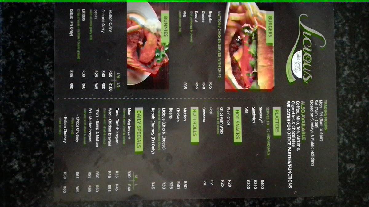 Licious Cafe And Take Away, Durban - Restaurant menu, prices and reviews