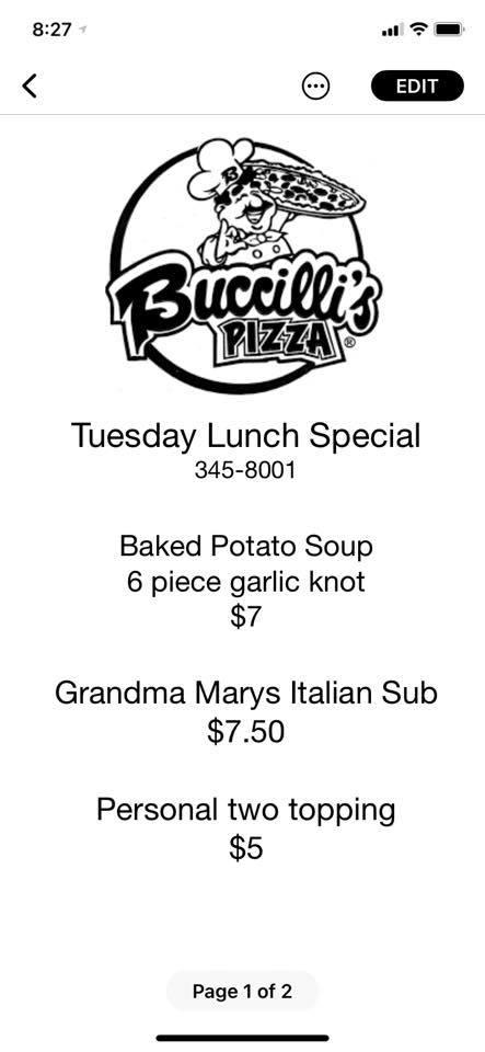 Buccilli's Pizza in West Branch - Restaurant menu and reviews