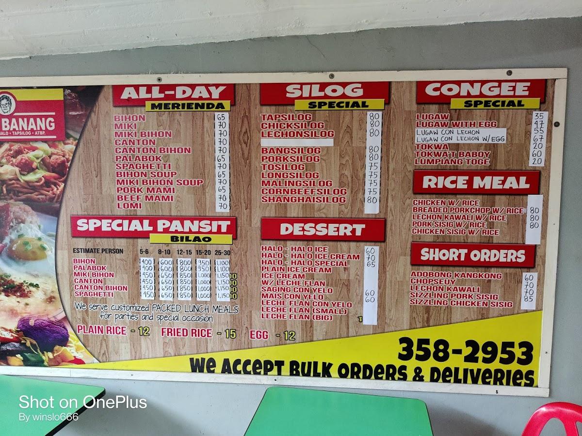 Aling Banang’s Manggahan-Pasig, Pasig - Restaurant menu, prices and reviews