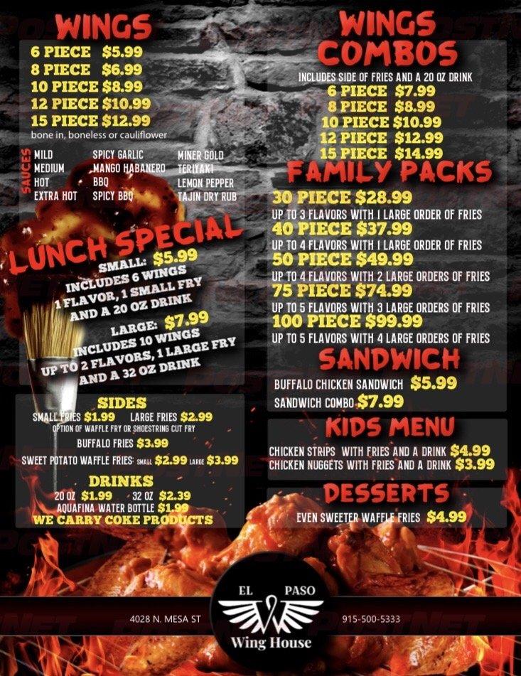 El Paso Wing House in El Paso - Restaurant menu and reviews