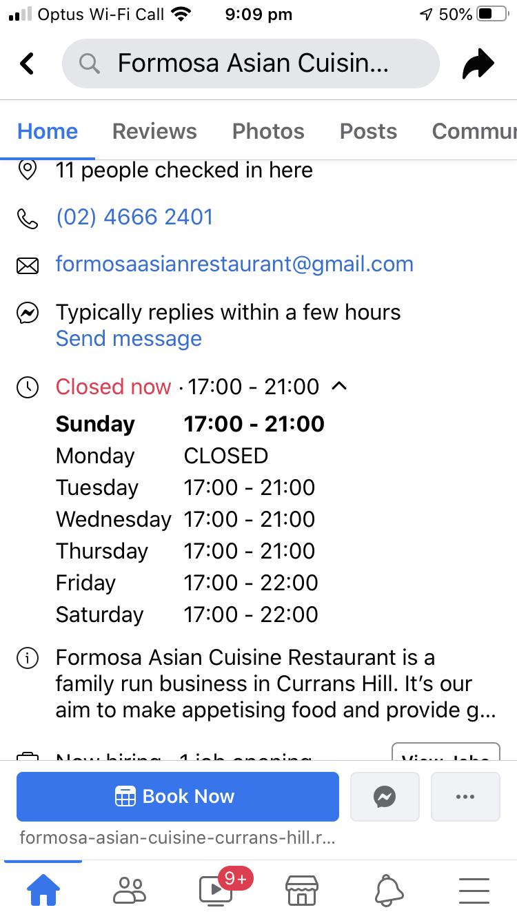 Formosa Asian Cuisine Restaurant, Currans Hill - Restaurant menu ...