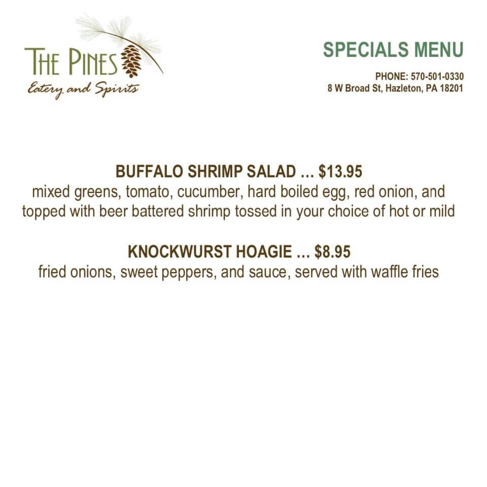 The Pines Eatery & Spirits in Hazleton - Restaurant menu and reviews