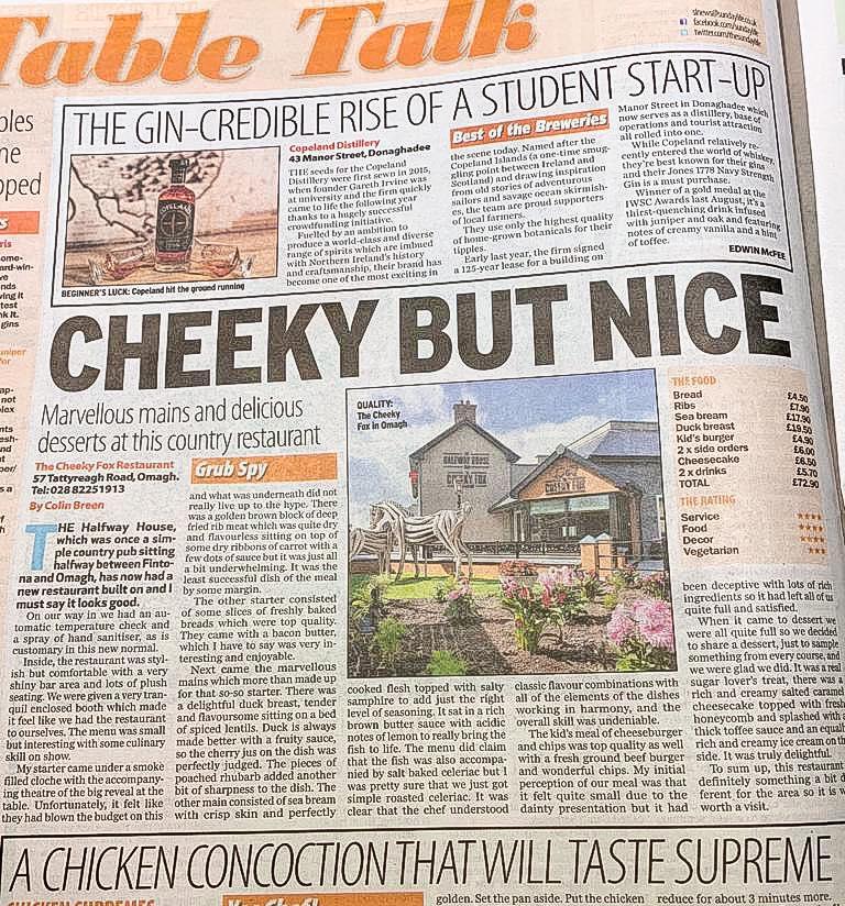 The Cheeky Fox Restaurant in Omagh - Restaurant reviews