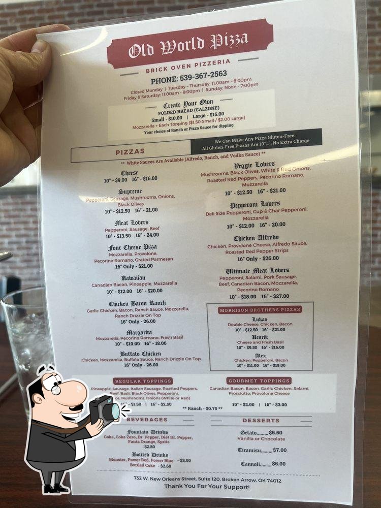 Old World Pizza, Broken Arrow - Restaurant menu, prices and reviews