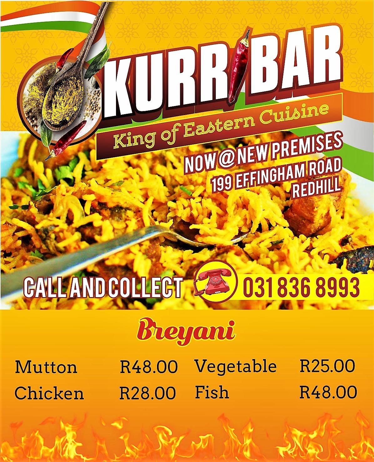 Kurribar, Durban North - Restaurant menu, prices and reviews