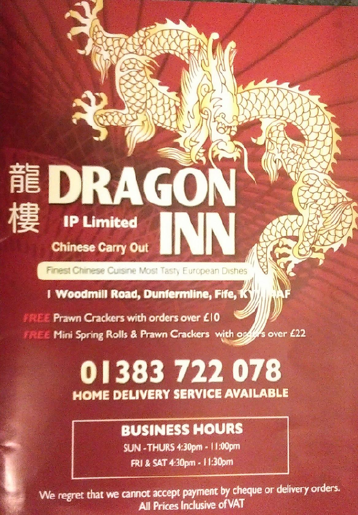 Dragon Inn Chinese Carry Out in Dunfermline - Restaurant menu and reviews