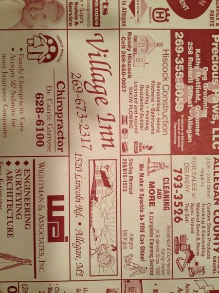 Village Inn Restaurant, Allegan - Restaurant menu, prices and reviews