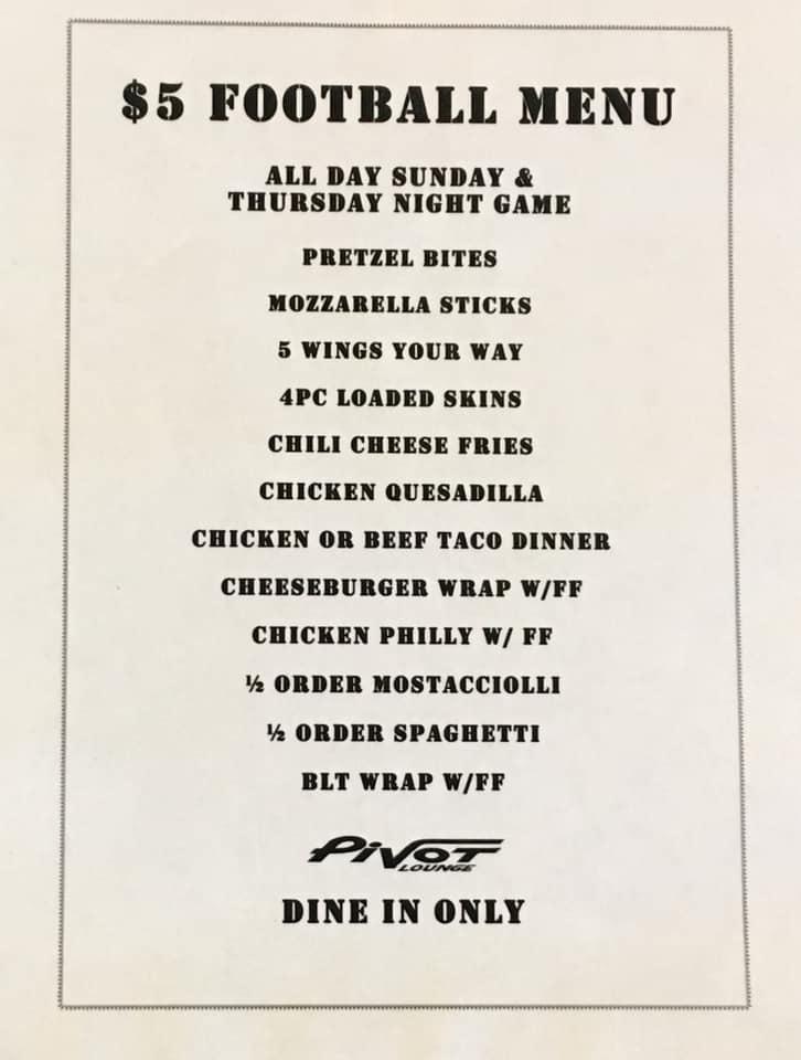 Pivot Lounge, Crown Point - Restaurant menu, prices and reviews