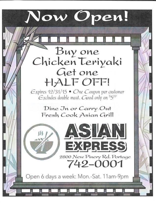 Asian Express, 2800 New Pinery Rd #5 in Portage - Restaurant menu and ...