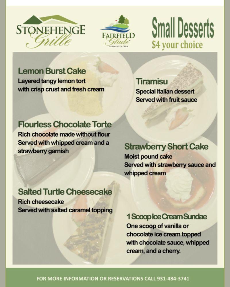 Stonehenge Grille, Fairfield Glade - Restaurant menu, prices and reviews