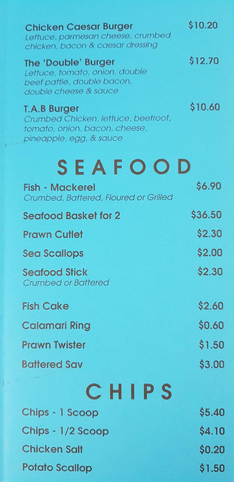 Take-A-Break Burger Bar, Kirwan - Restaurant menu, prices and reviews