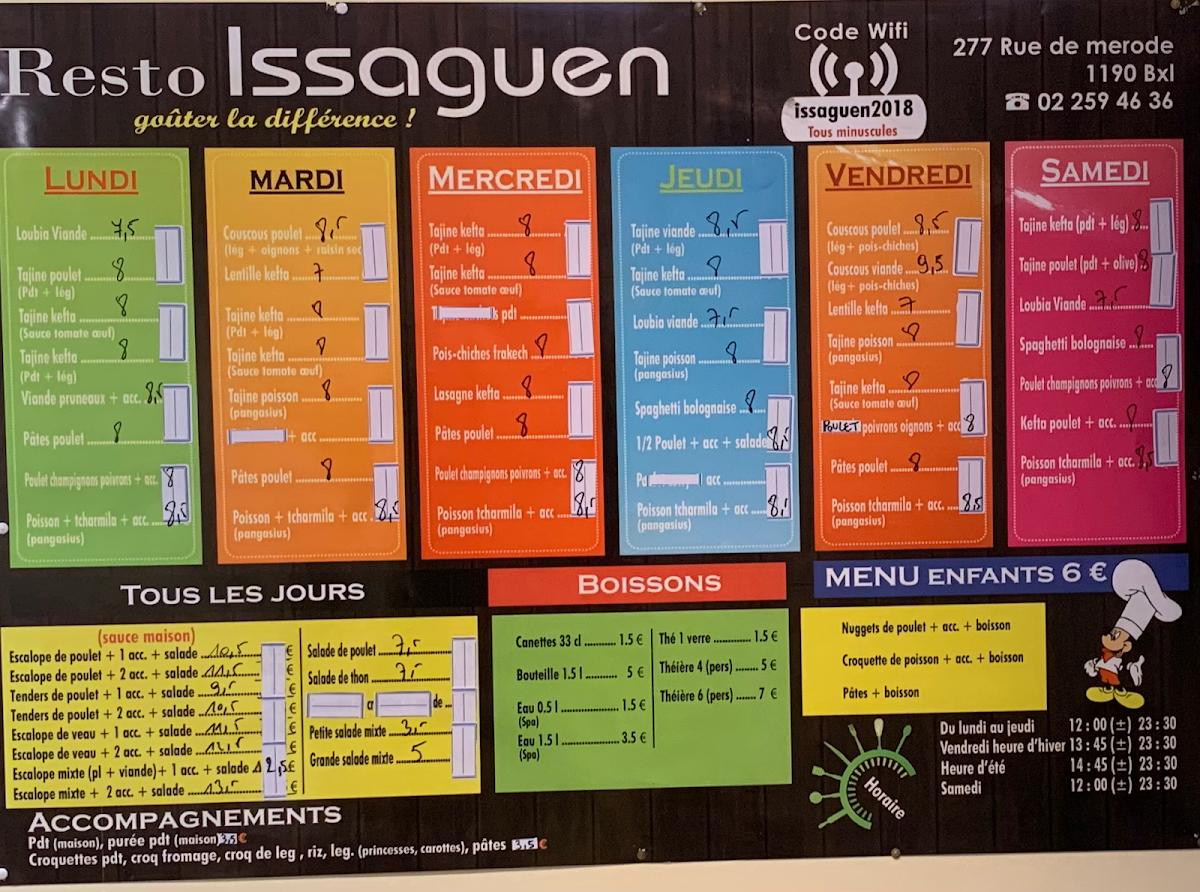 Resto Issaguen, Forest - Menu du restaurant, prix et avis