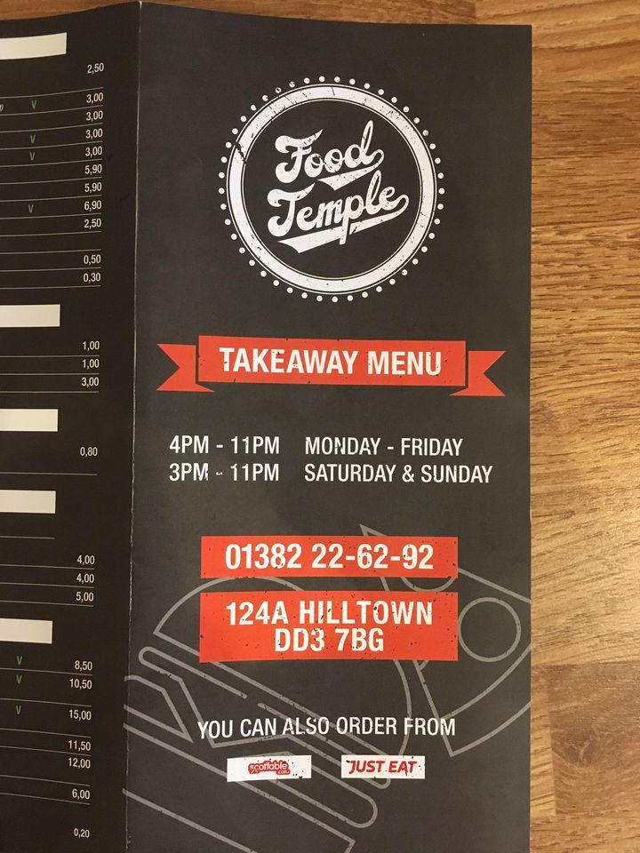 Food Temple in Dundee - Restaurant menu and reviews