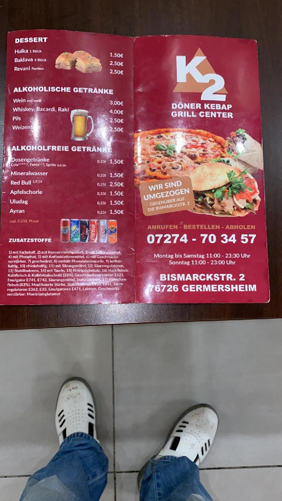 K2 Döner Kebab, Germersheim - Speisekarte, Preise und Bewertungen