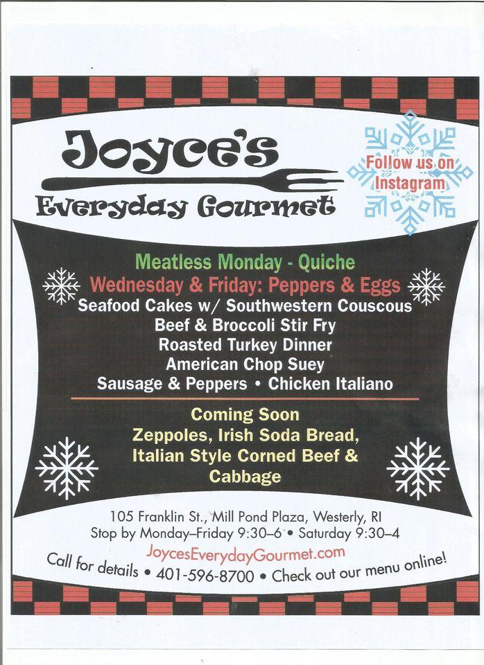 Joyce's Everyday Gourmet in Westerly - Restaurant menu and reviews