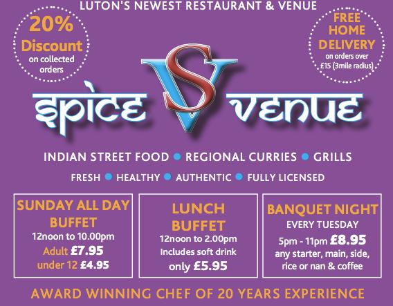 Spice Venue, Luton - Restaurant menu, prices and reviews