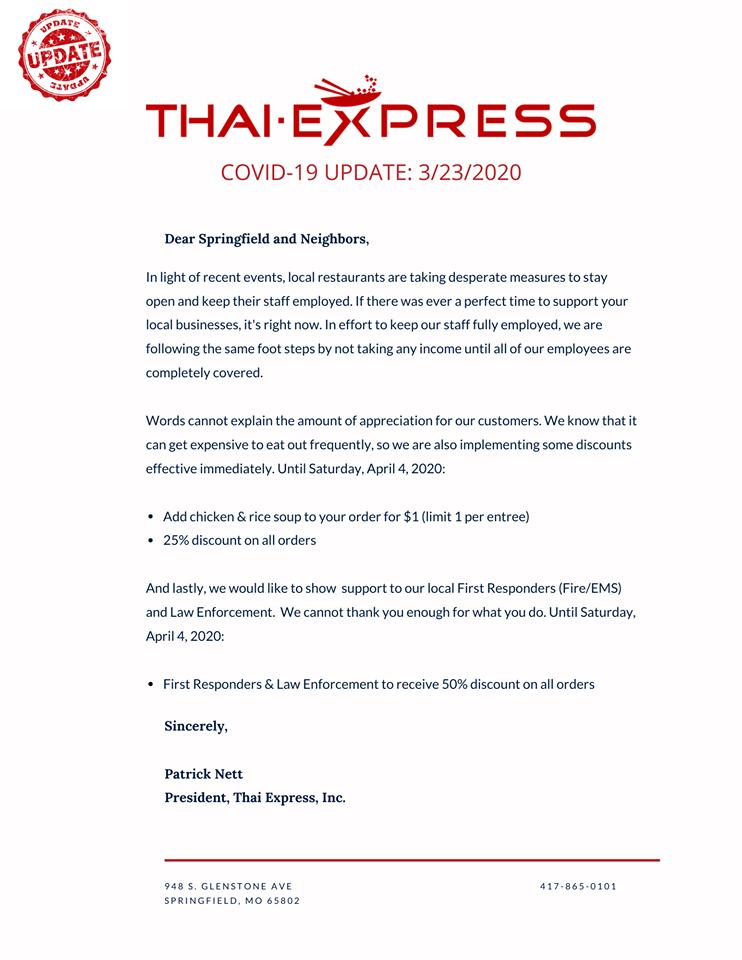 Thai Express, 948 S Glenstone Ave in Springfield - Restaurant menu and ...