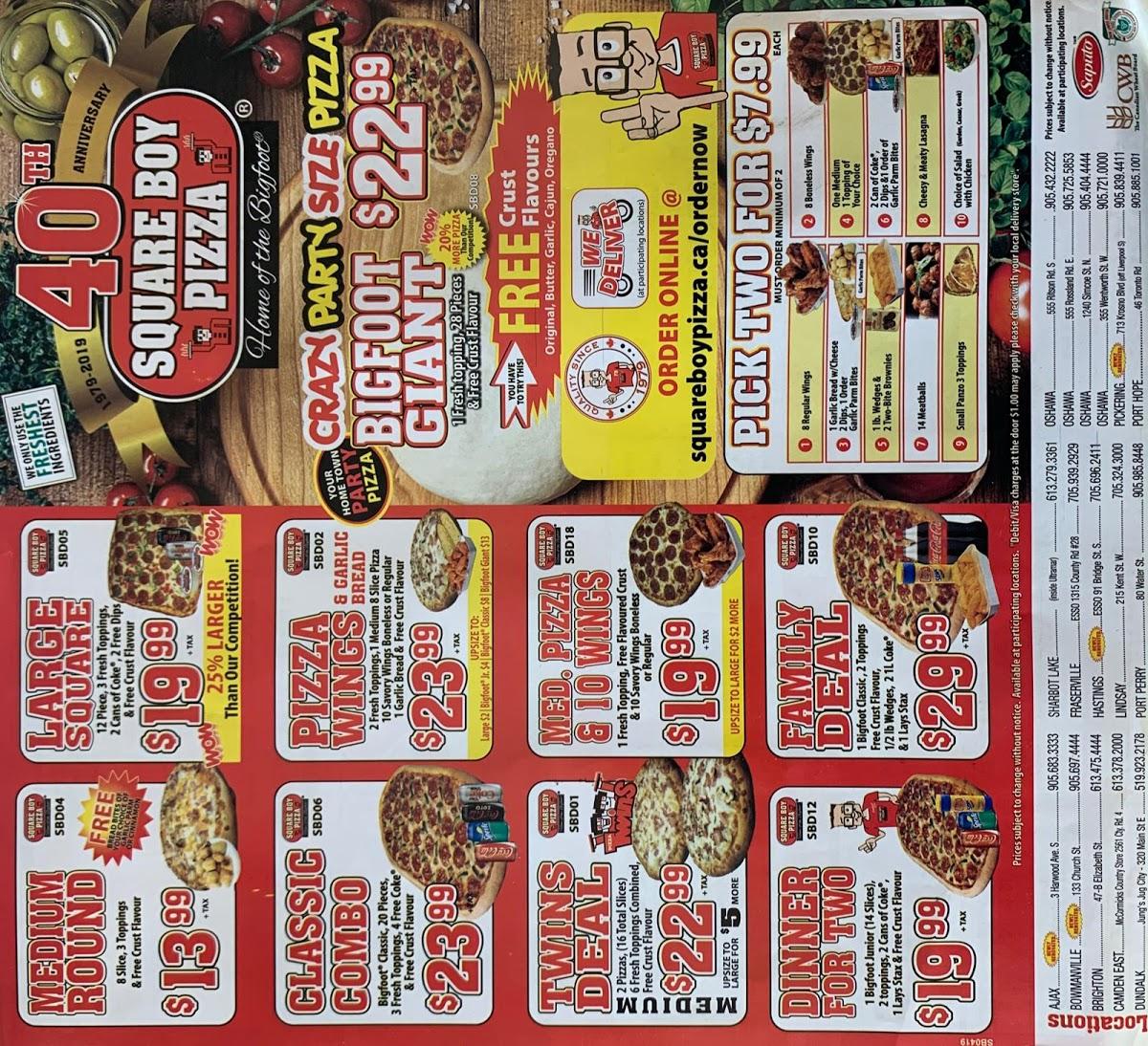 Square Boy Pizza, Sharbot Lake - Restaurant menu, prices and reviews