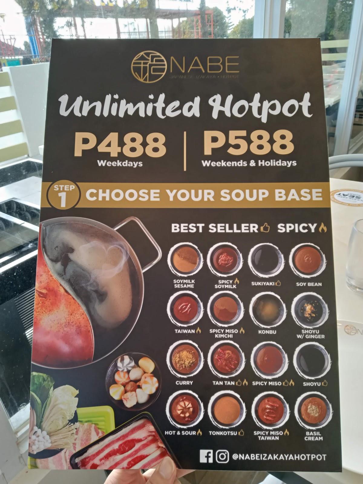 Nabe Japanese Izakaya and Hotpot - Sky Ranch Tagaytay restaurant ...