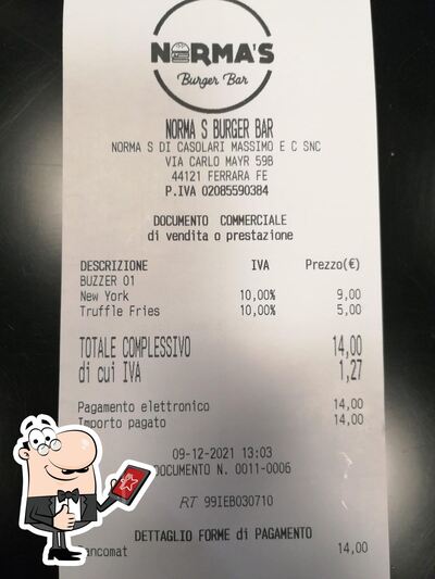 Norma's Burger Bar, Ferrara - Restaurant menu, prices and reviews