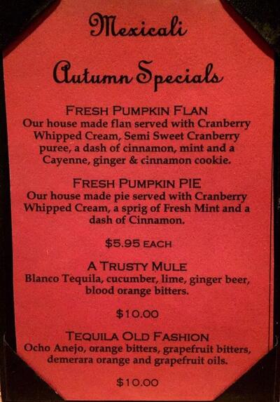 Mexicali, Los Angeles - Restaurant menu, prices and reviews