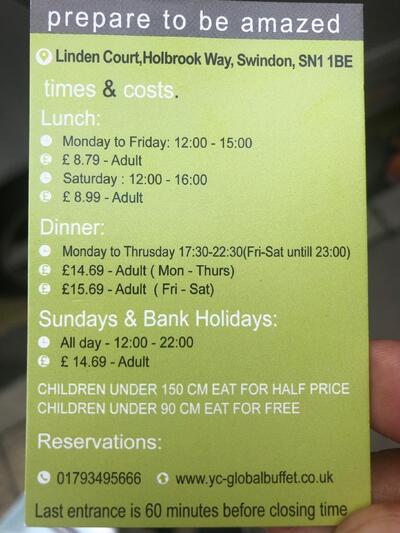 JRC Global Buffet, Swindon - Restaurant menu, prices and reviews
