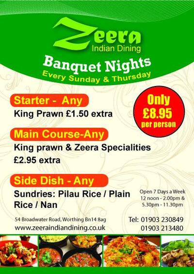 Zeera Indian Dining, Worthing - Restaurant menu, prices and reviews