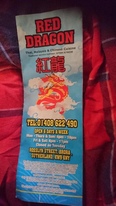 Red Dragon Chinese Takeaway, Brora - Restaurant menu, prices and reviews