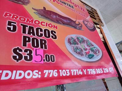 Tacos de carnitas light Elias, Huauchinango - Menú del restaurante ...