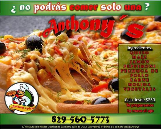 Menu at Anthony's Pizza pizzeria, Santo Domingo